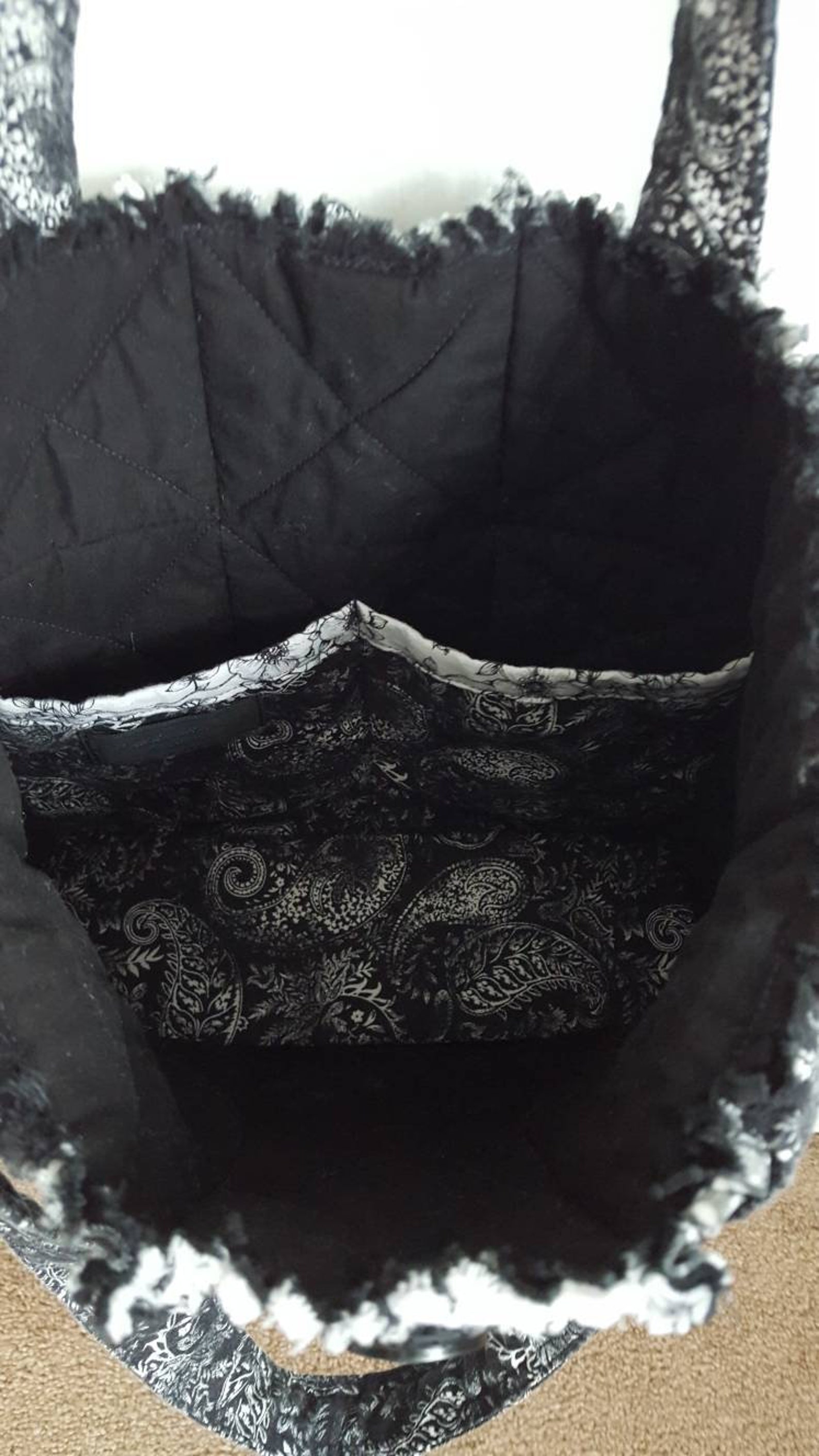 Quilted Rag Purse Quilted Tote Fabric Purse Tote Bag Black - Etsy