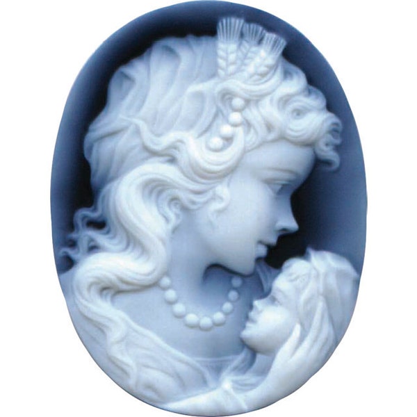 Mother and Child Blue Agate Cameo - Etsy