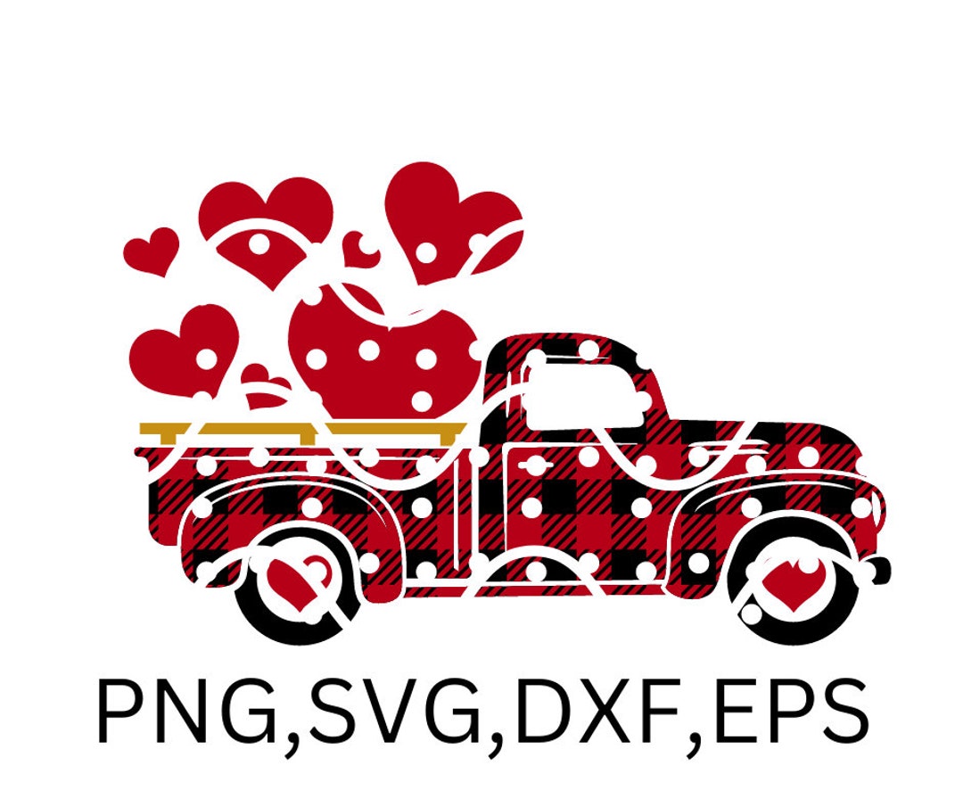 Valentines Red Truck Svg Cut Files PNG - Etsy