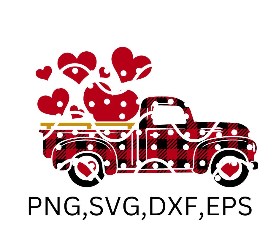 Valentines Red Truck Svg Cut Files PNG - Etsy