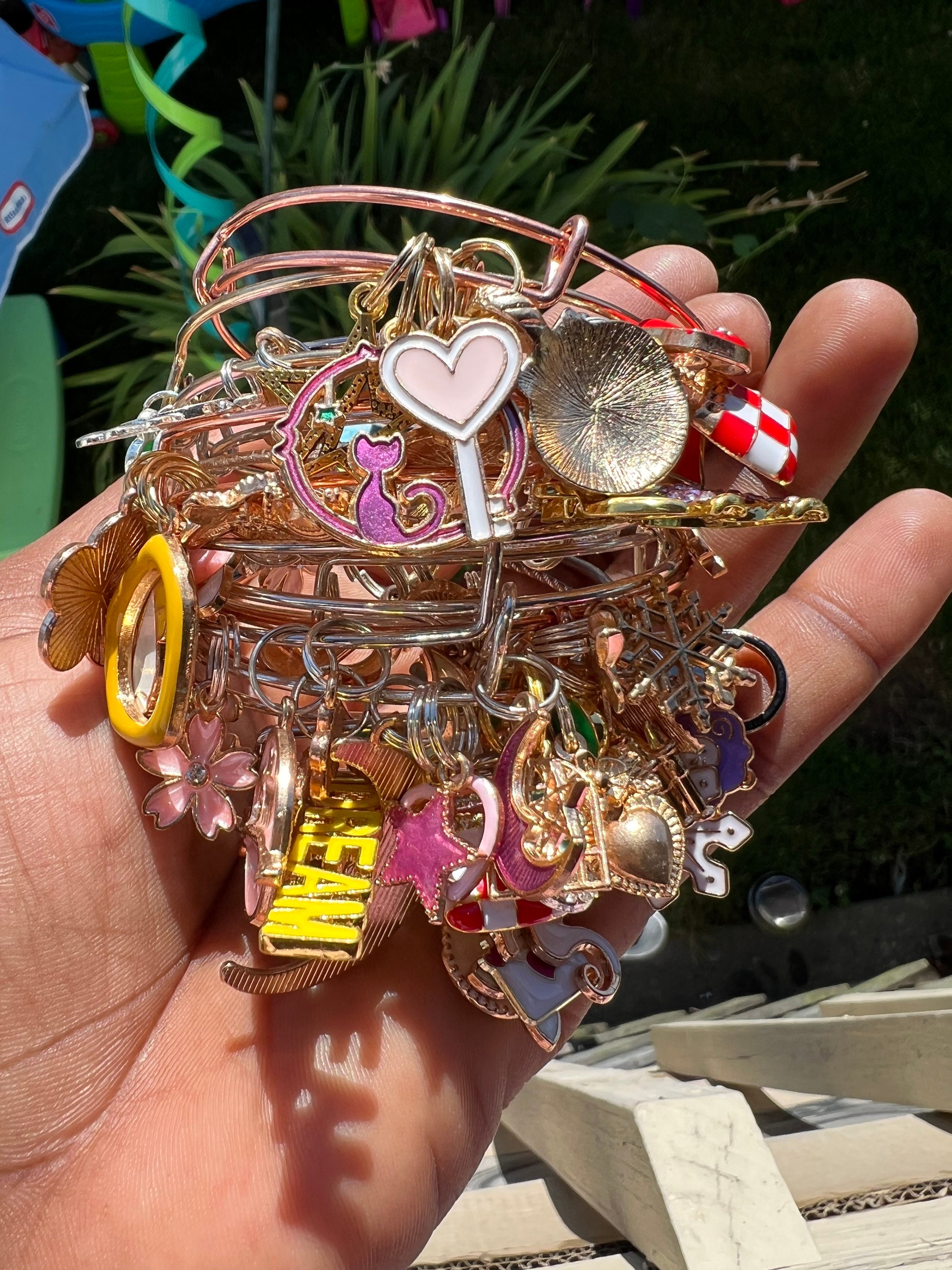 Bangle bracelet set with charms store