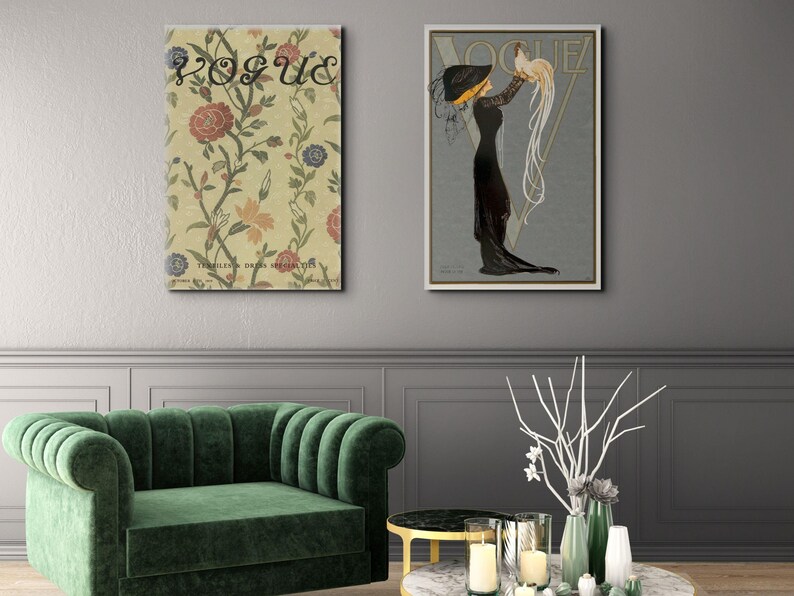 Woman With Rooster Vintage Vogue Cover: Art Nouveau Fashion ...