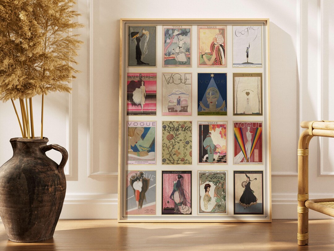 Vintage Vogue Magazine Cover Art Collage:1900s-1920s Art Deco Canvas or ...