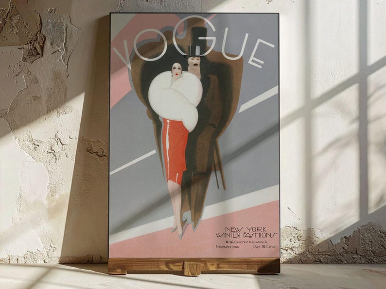 Vintage Vogue Cover Art Deco Print: 1926 Fashion Illustration Canvas ...