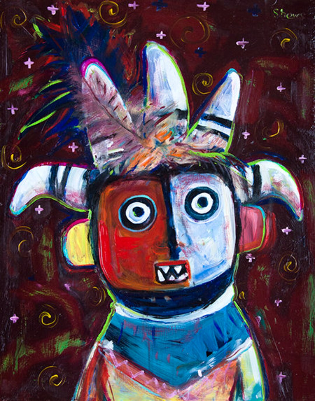 Pohaha Warrior Maiden, Hopi Kachina, Original Oil Painting, Oil on ...