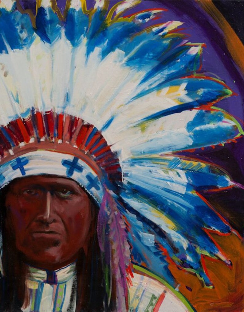 Blue Chief, Print From an Original Oil Painting, New Mexico Painting ...