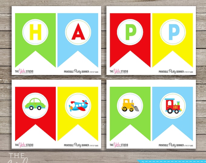 Transportation Birthday Banner Transportation Birthday Cars and Trucks ...
