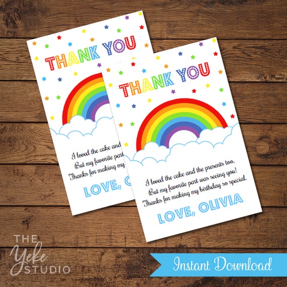Rainbow Birthday Thank You Cards