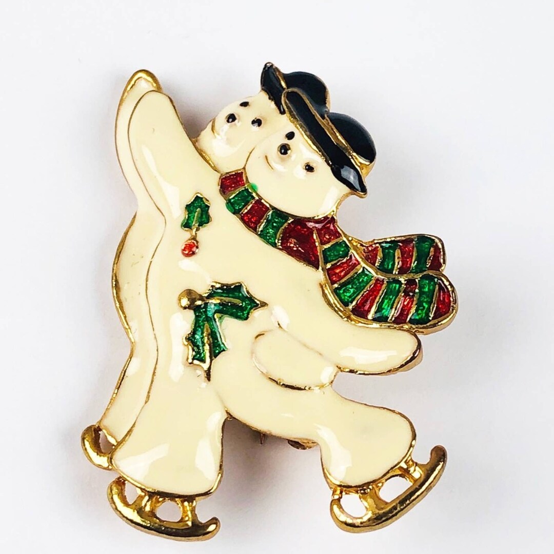Vintage Christmas Bear Ice Skating Pin Brooch - Etsy.de