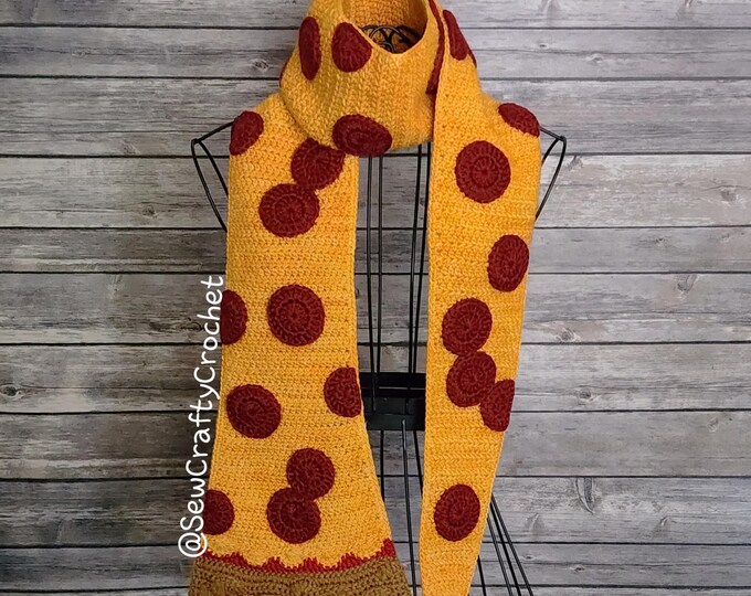 Crochet Pepperoni Pizza Scarf [ready to Ship] - Etsy