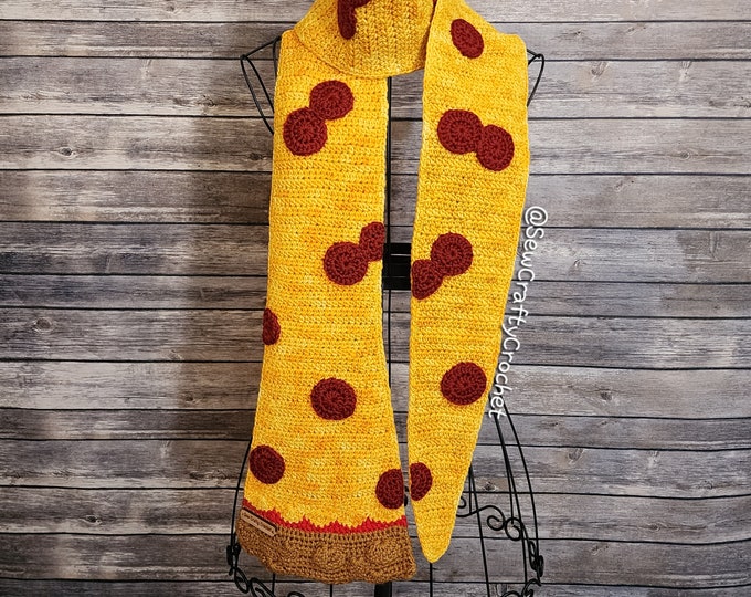 Crochet Pepperoni Pizza Scarf ready to Ship - Etsy