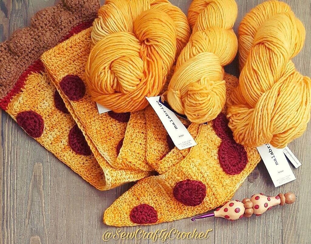 Crochet Pepperoni Pizza Scarf ready to Ship - Etsy