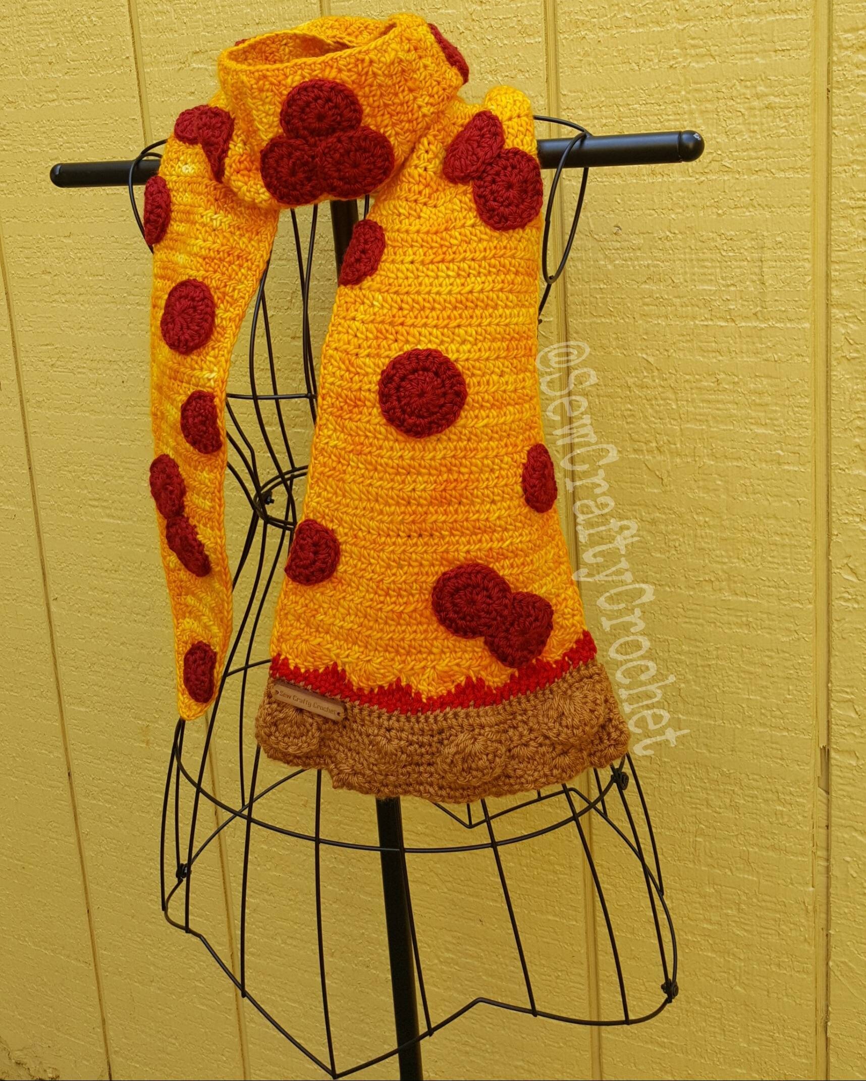 Crochet Pepperoni Pizza Scarf ready to Ship - Etsy