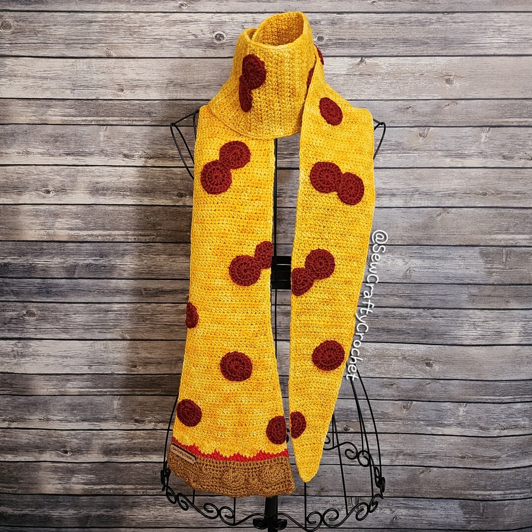 Crochet Pepperoni Pizza Scarf ready to Ship - Etsy
