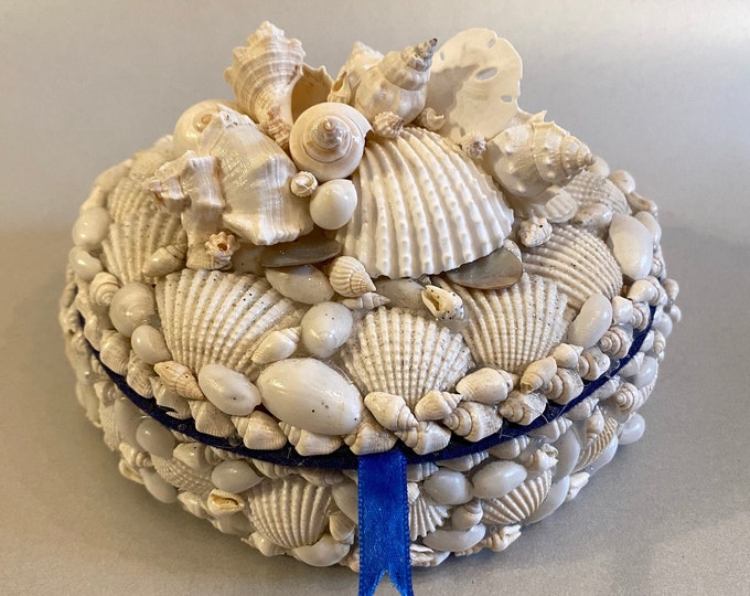 Handmade Shell Box Encrusted Treasure Box Beach Decor Ocean Theme ...