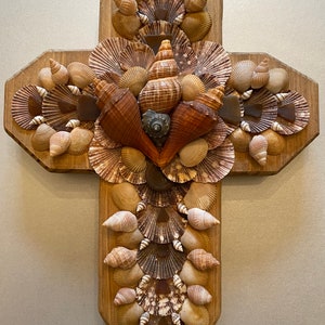 Embellished Shell Cross, Ornate Seashell Cross, One of a Kind Sea Shell ...