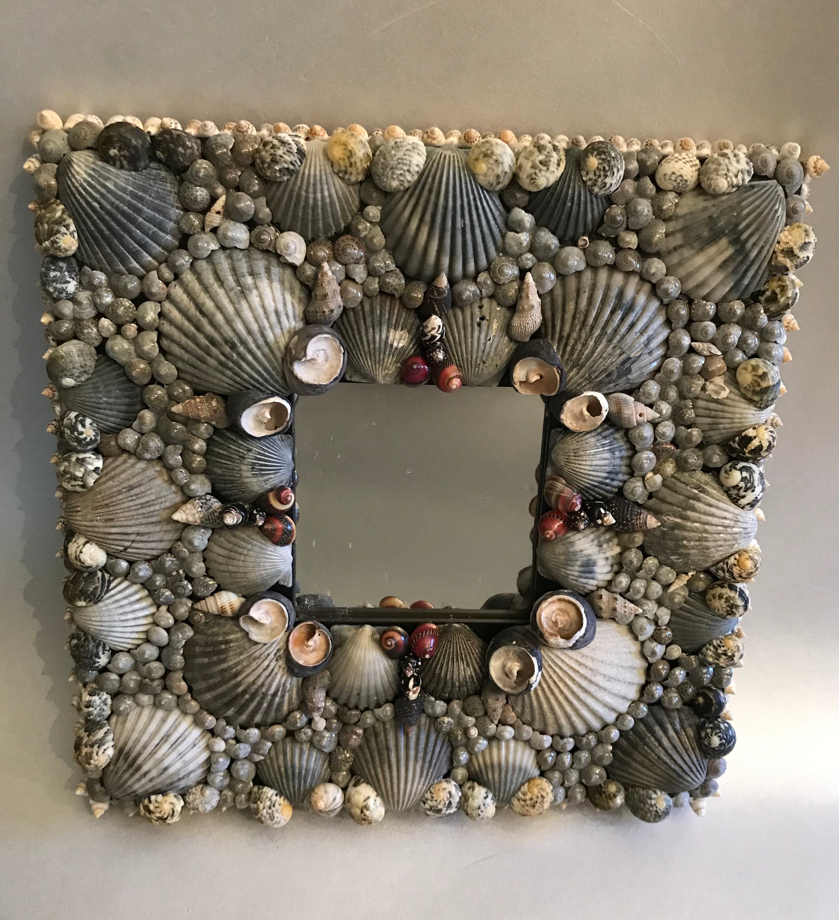 Handmade Shell Mirror, Decorative Seashell Mirror, Darker Color Palette ...