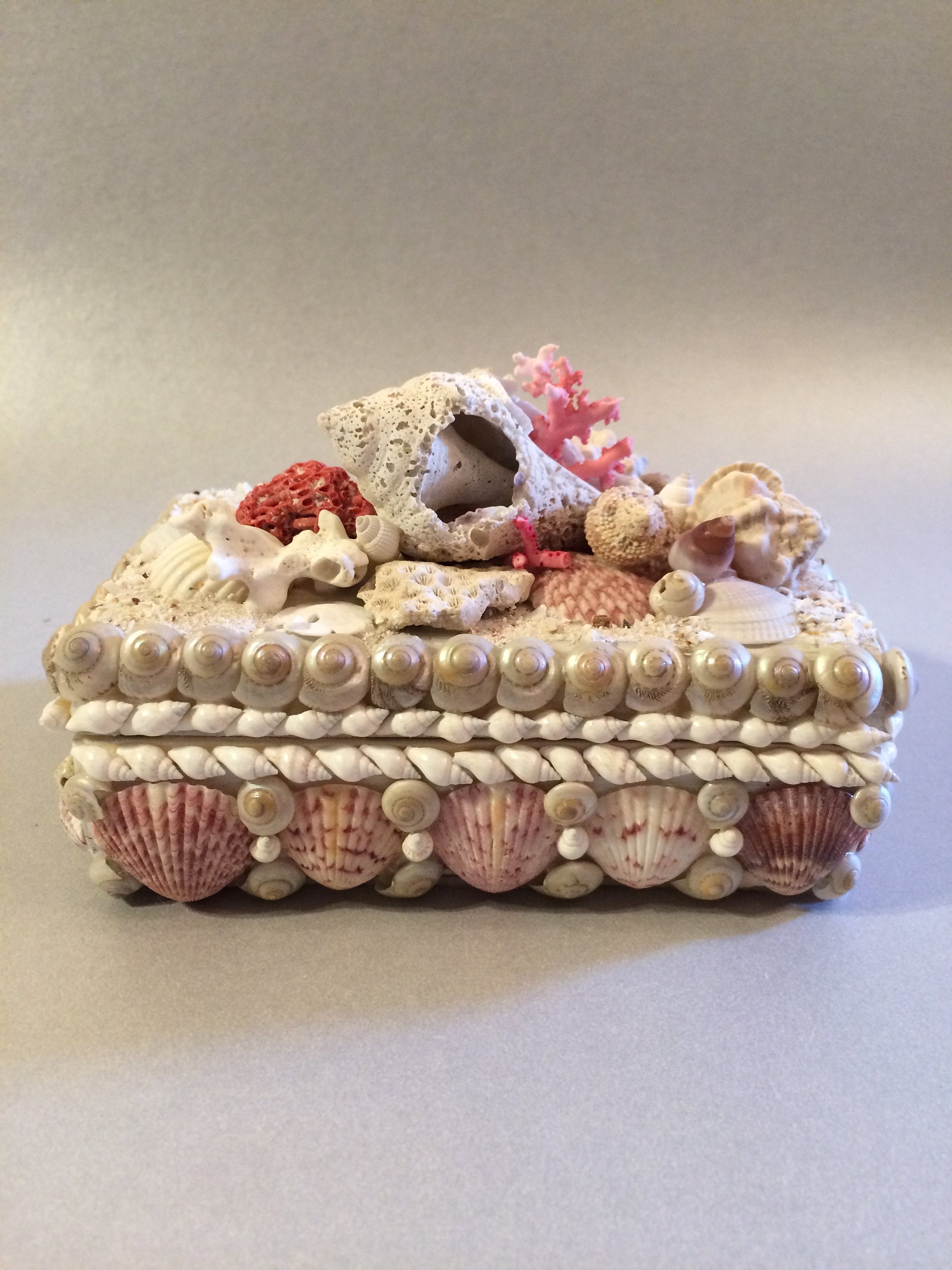 Handmade Seashell Box Encrusted Treasue Box Beach Decor Ocean Theme ...