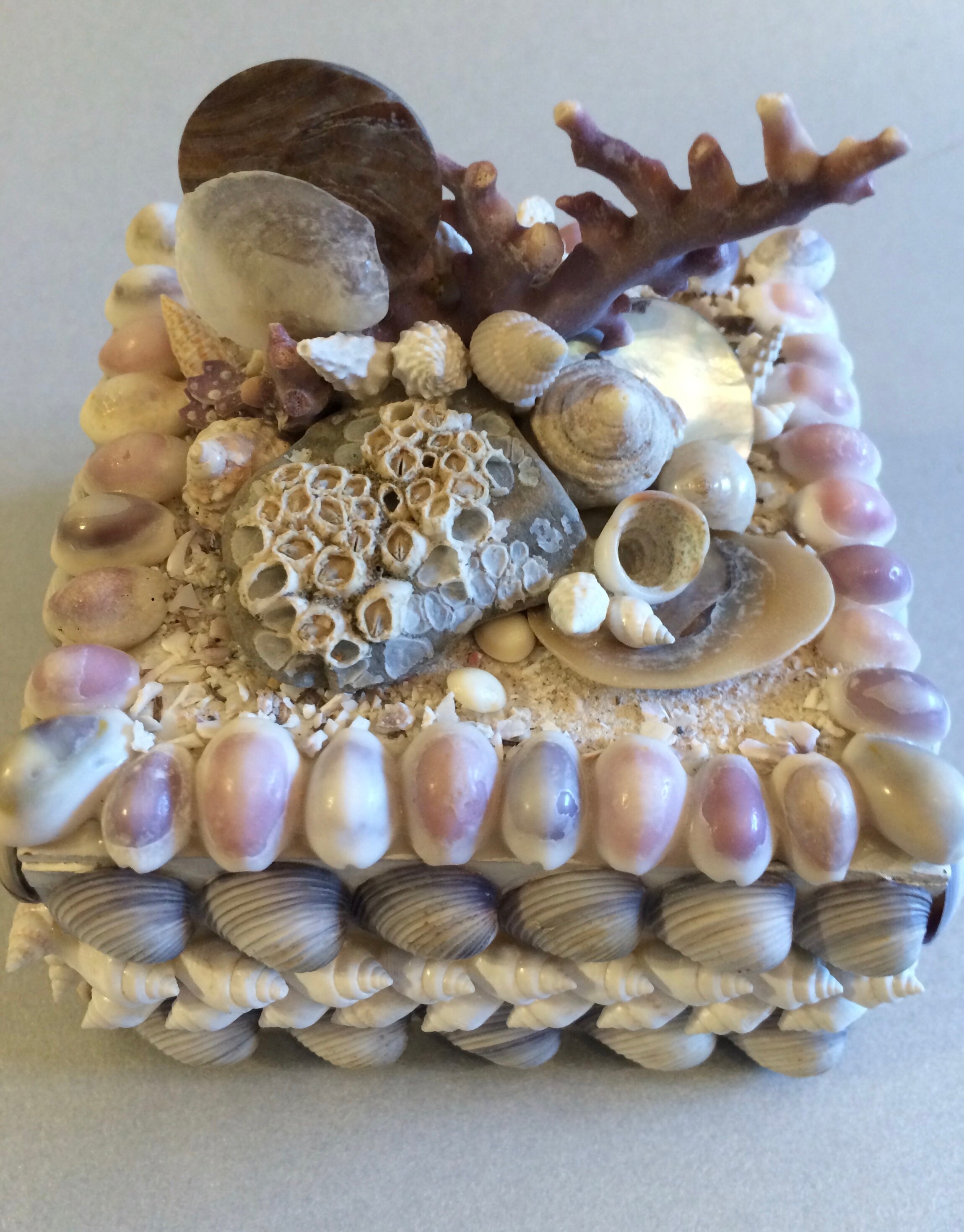 Ornate Shell Box Handmade Seashell Box Lavenders Plums Ivory One-of-a ...