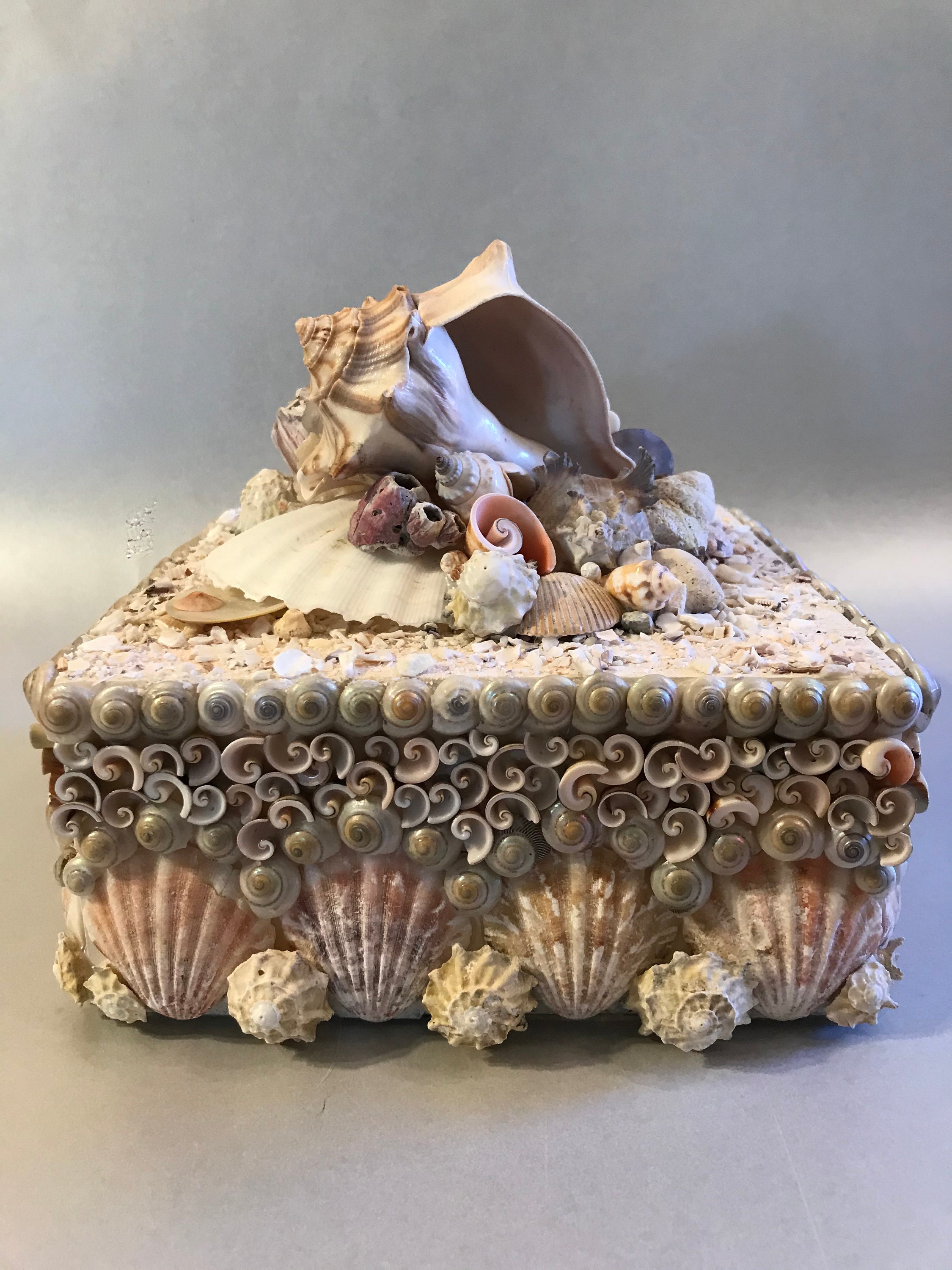Handmade Seashell Box Encrusted Treasure Box Beach Decor | Etsy