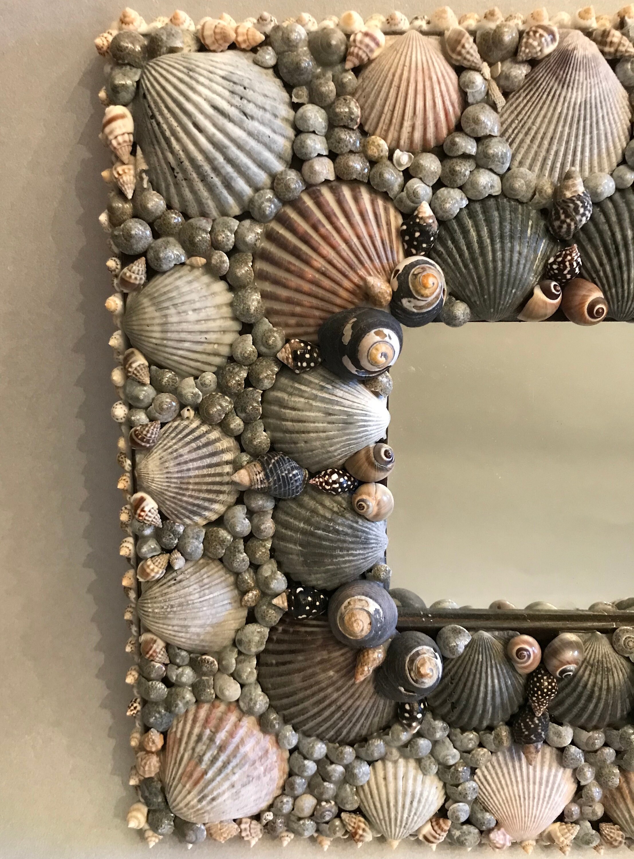 Handmade Shell Mirror, Decorative Seashell Mirror, Darker Color Palette ...