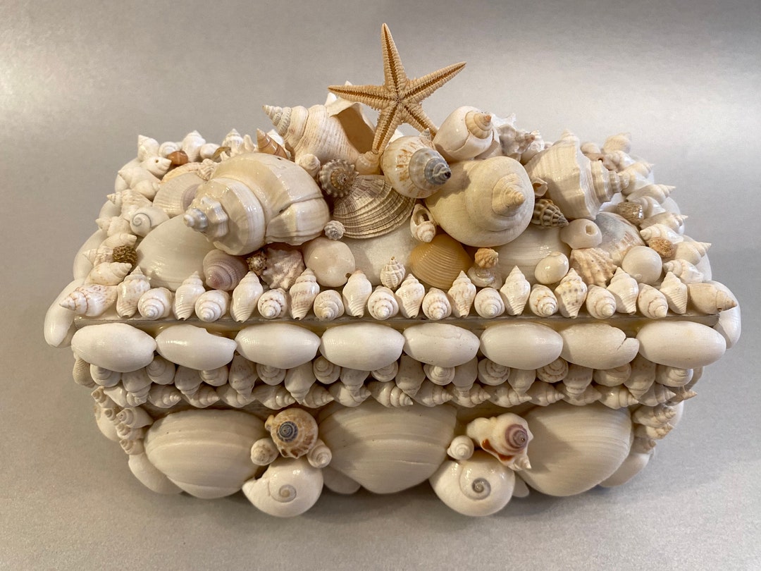 Handmade Shell Box, Embellished Seashell Box, Treasure Box, One of a ...