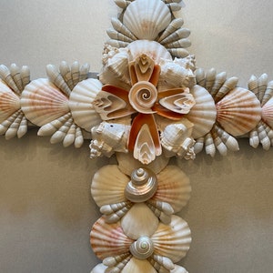 Embellished Shell Cross, Handmade Seashell Cross, One of a Kind Sea ...