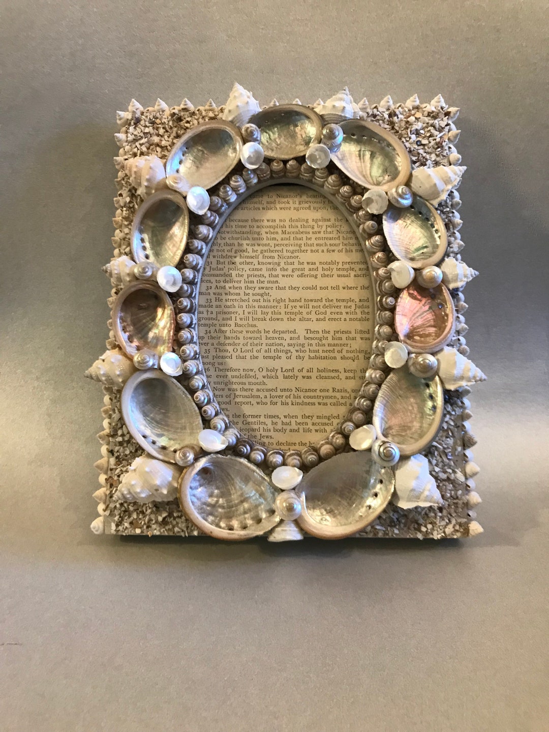 Handmade Shell Frame, One of a Kind Seashell Picture Frame, Pearlescent ...