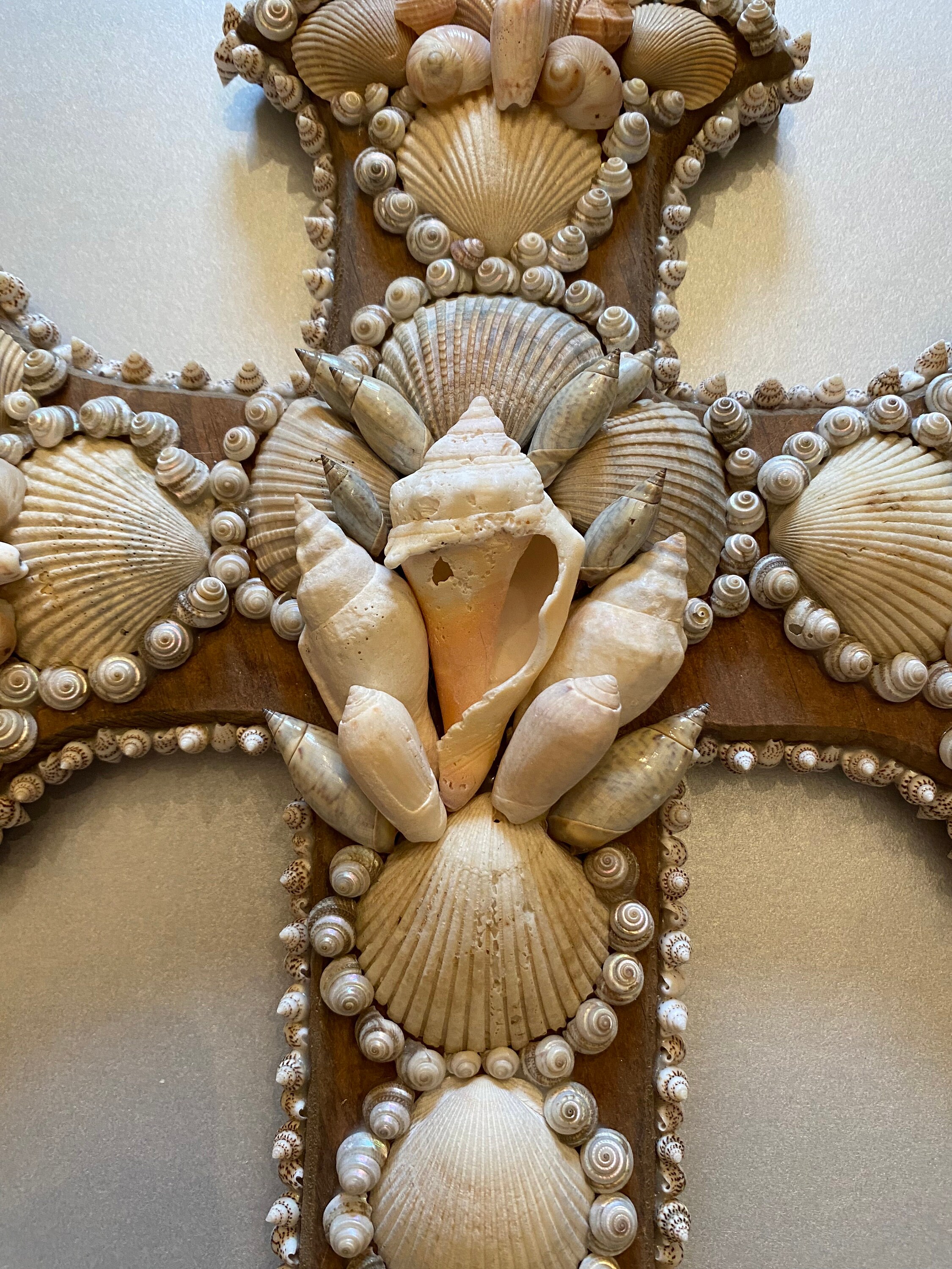 Embellished Shell Cross, Ornate Seashell Cross, One of a Kind Sea Shell ...