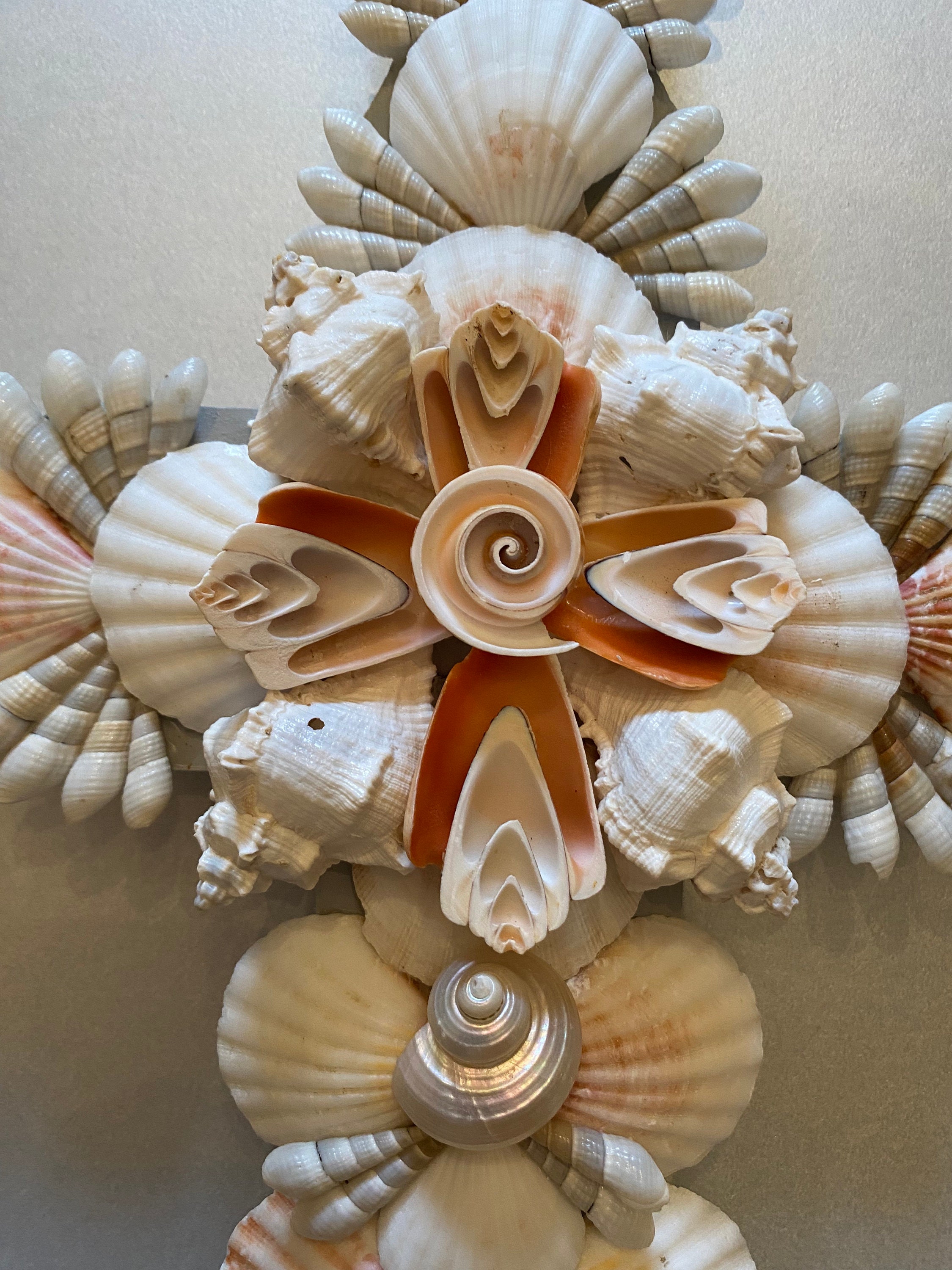 Embellished Shell Cross, Handmade Seashell Cross, One of a Kind Sea ...
