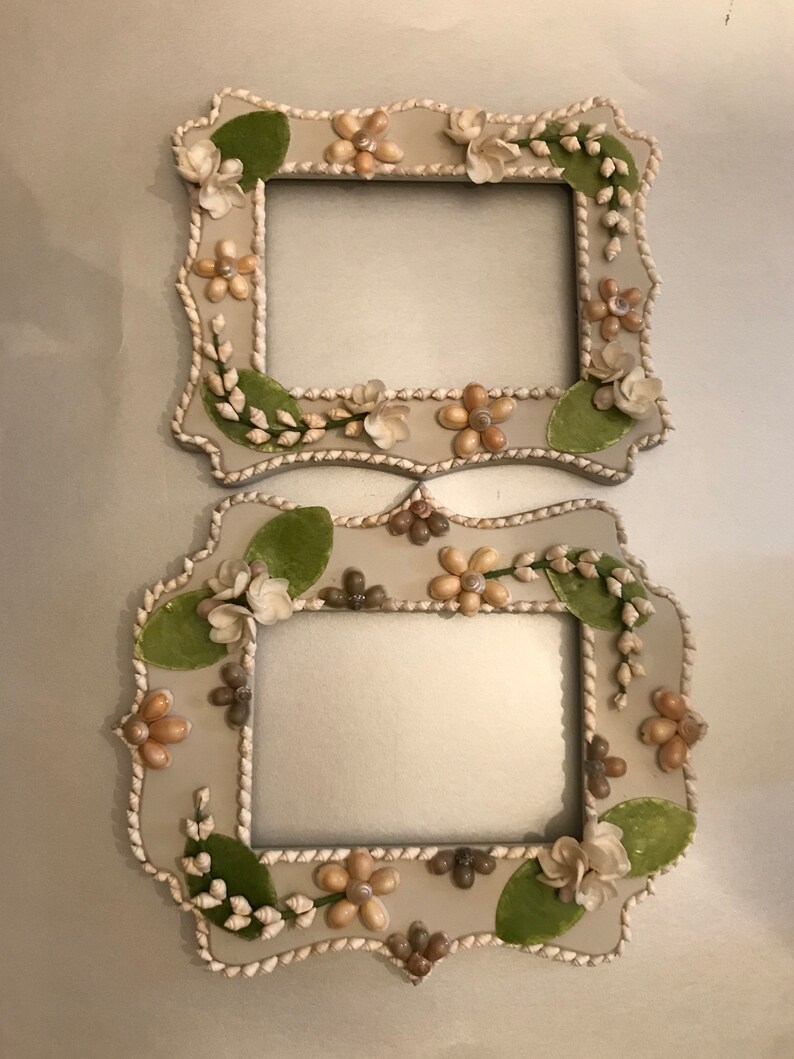 Handmade Shell Frame, Floral Series Seashell Picture Frame, Floral ...