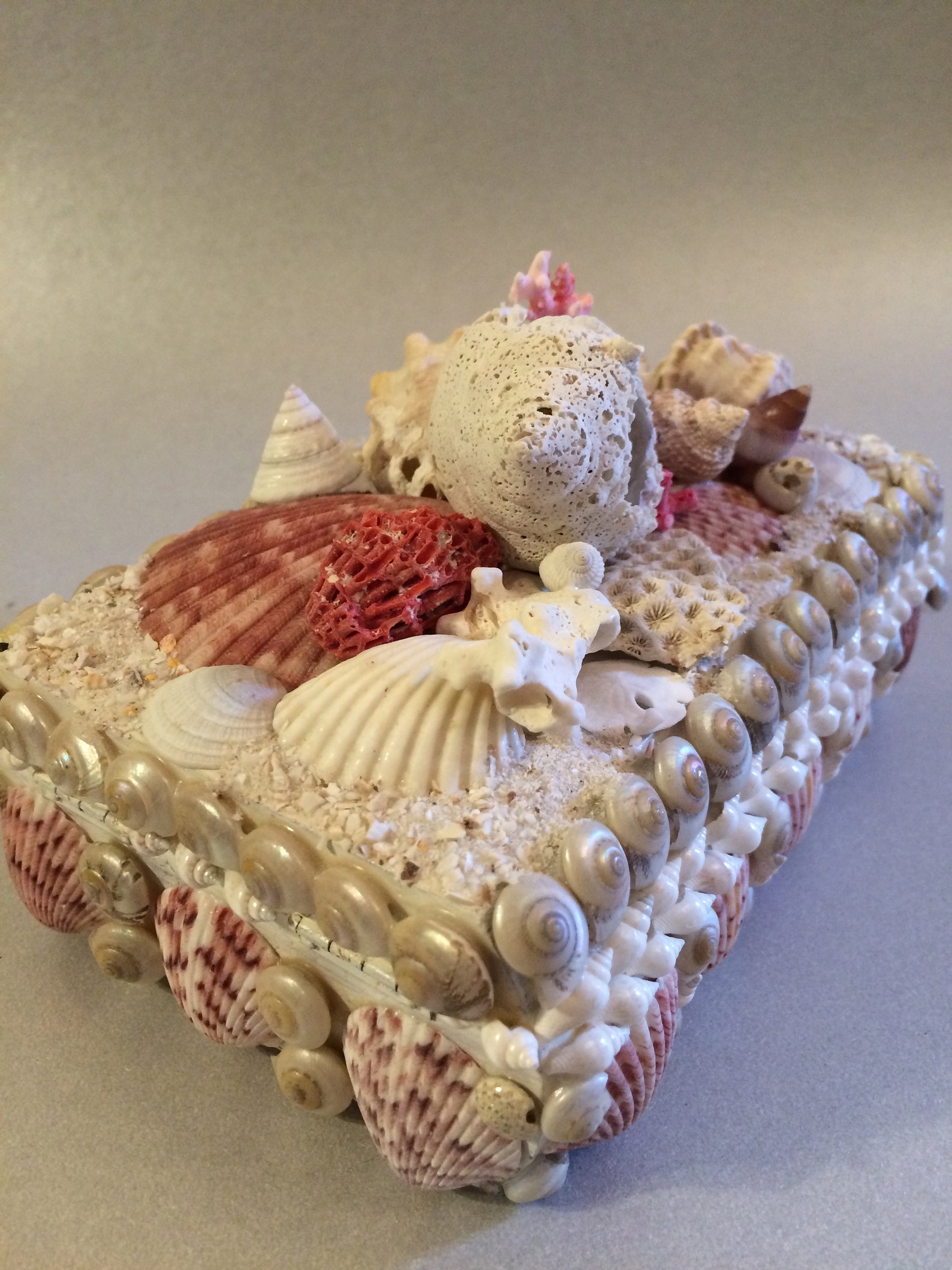 Handmade Seashell Box Encrusted Treasue Box Beach Decor Ocean Theme ...
