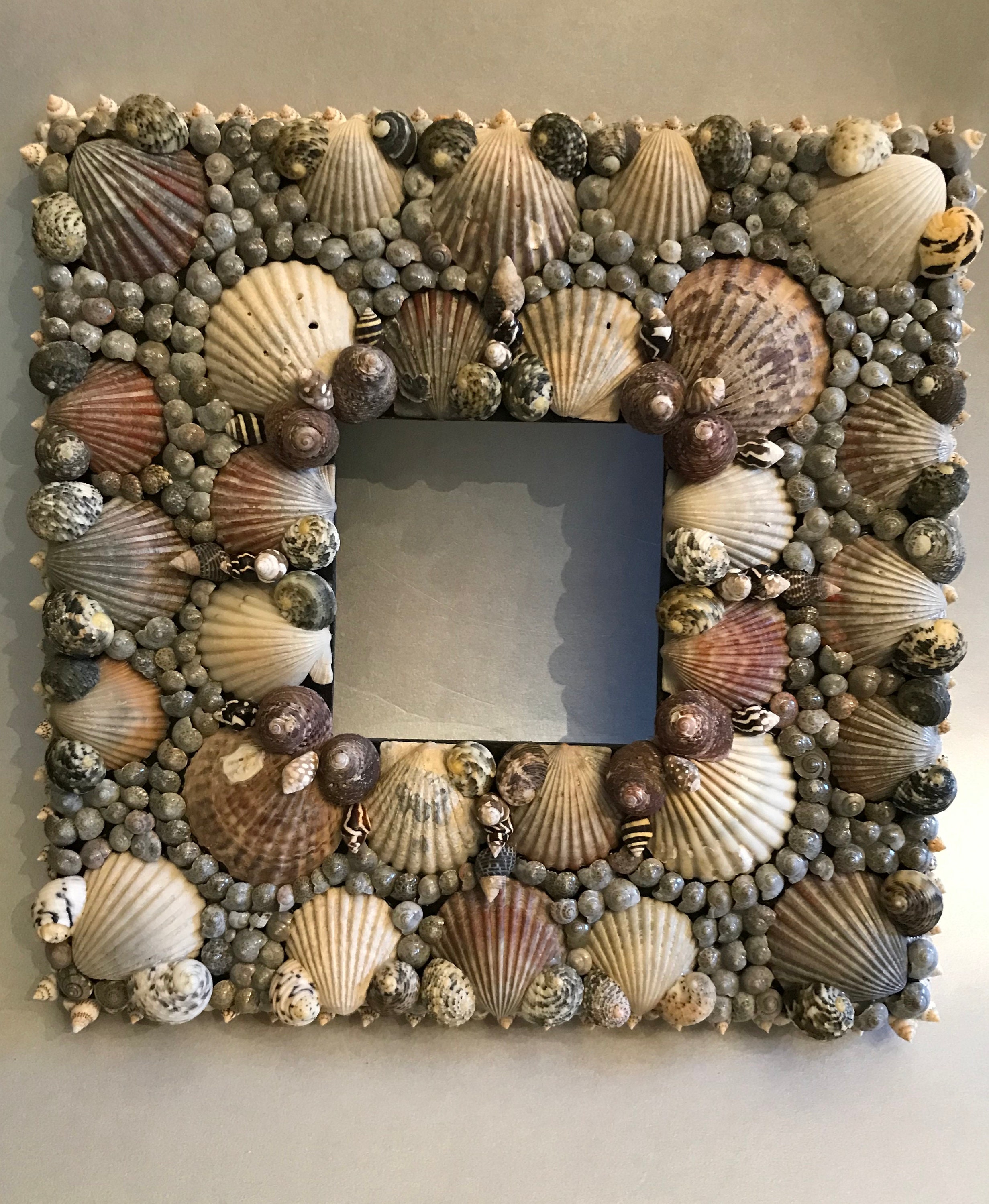 Handmade Shell Mirror, Decorative Seashell Mirror, Darker Color Palette ...