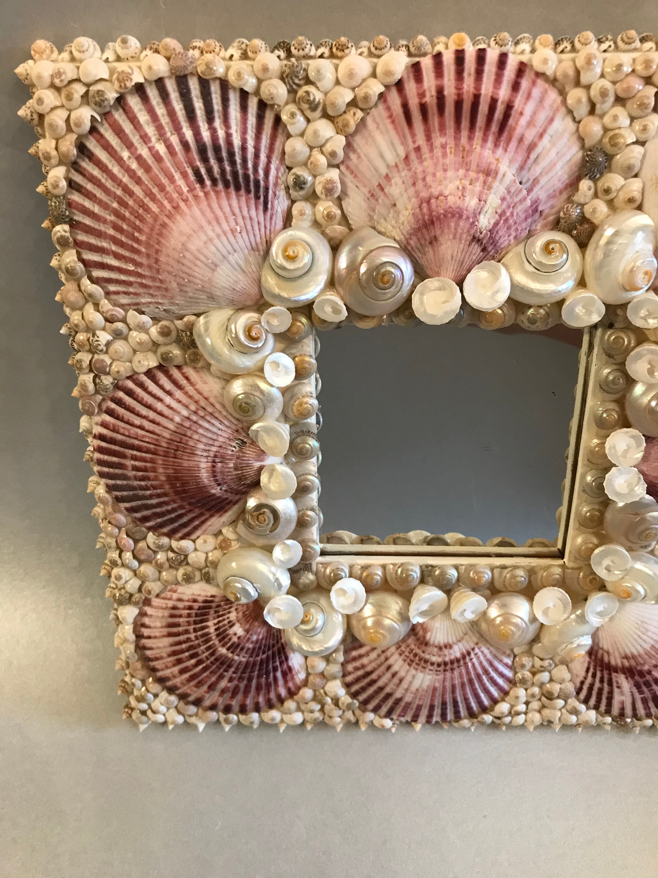 Handmade Shell Mirror Embellished Seashell Mirror Bydesignshellart - Etsy