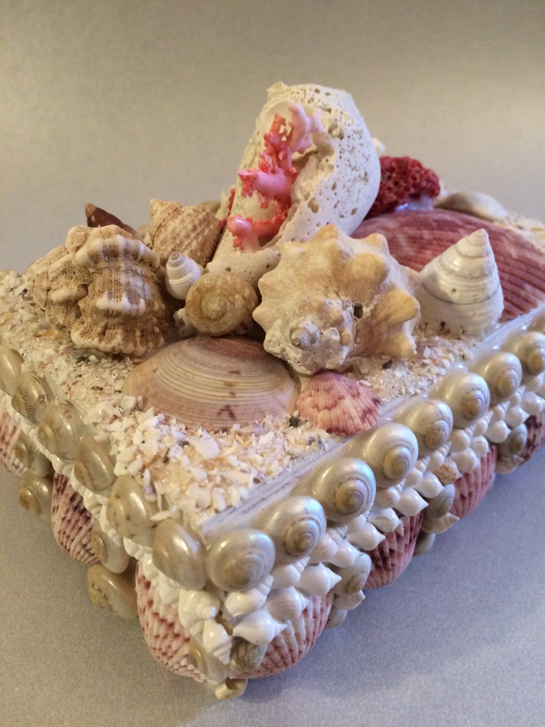 Handmade Seashell Box Encrusted Treasue Box Beach Decor Ocean Theme ...