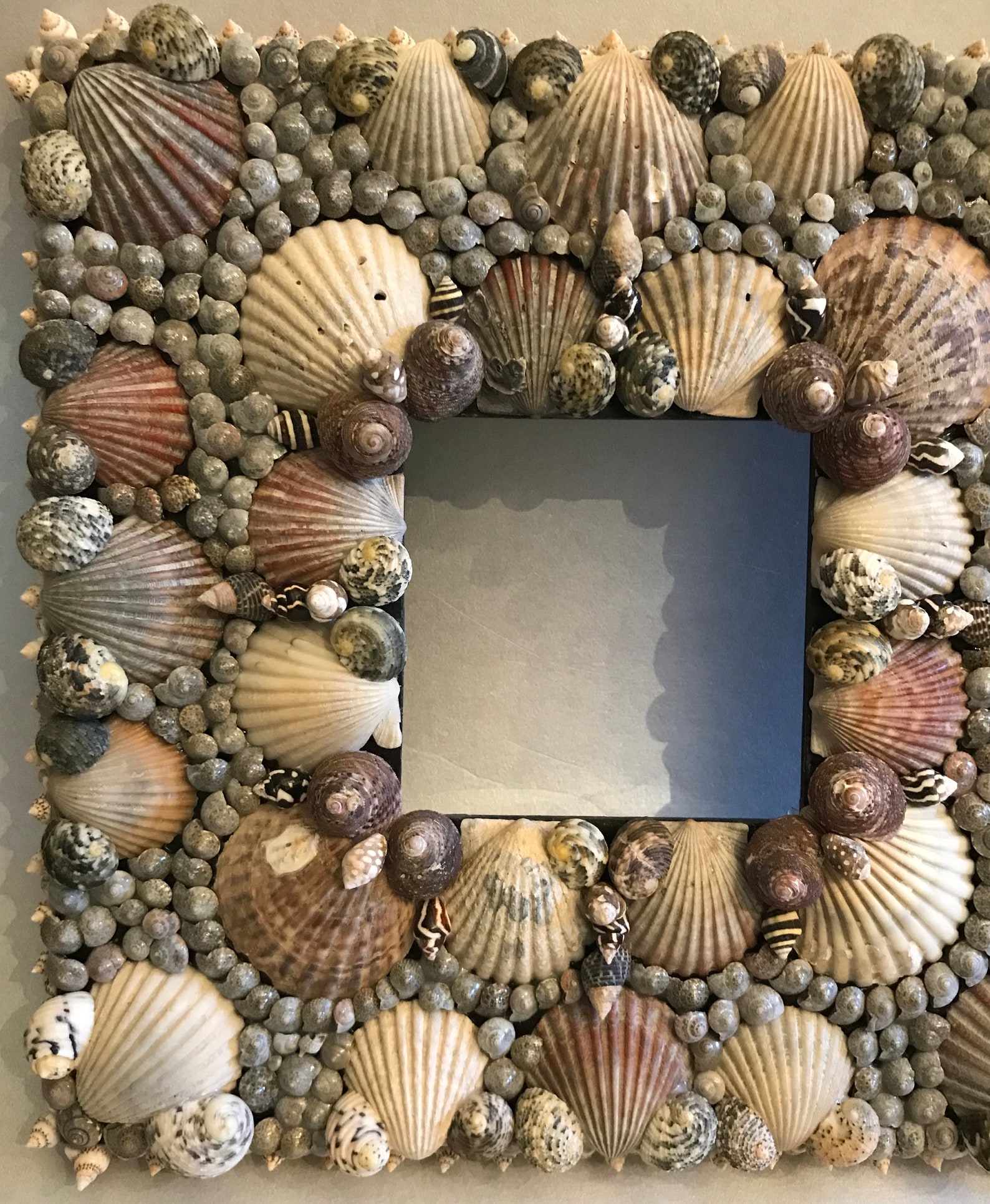 Handmade Shell Mirror, Decorative Seashell Mirror, Darker Color Palette ...