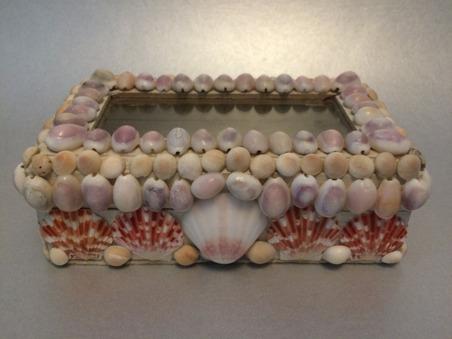 Handmade Seashell Box, Glass Top Shell Box - Etsy