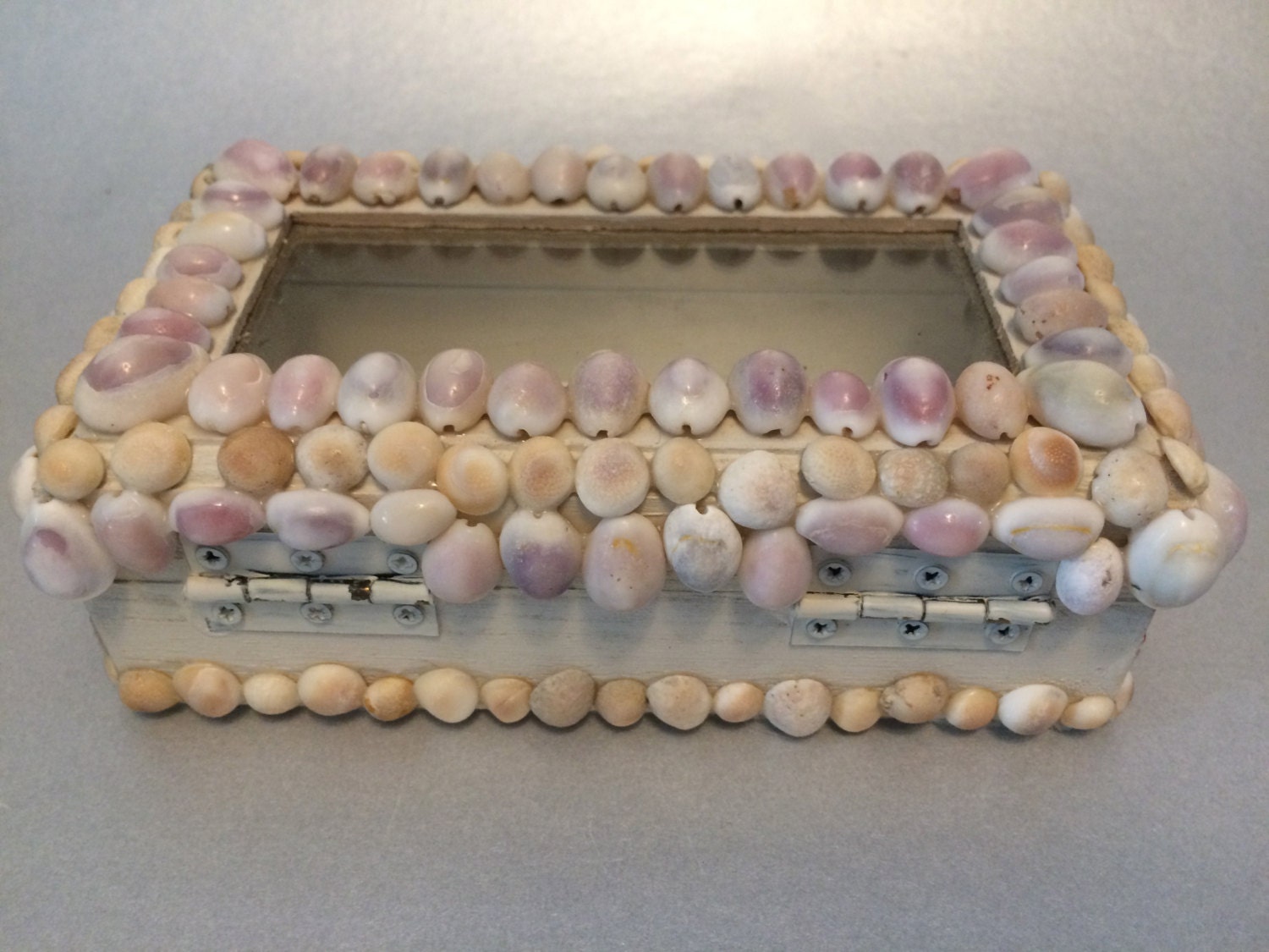 Handmade Seashell Box, Glass Top Shell Box - Etsy