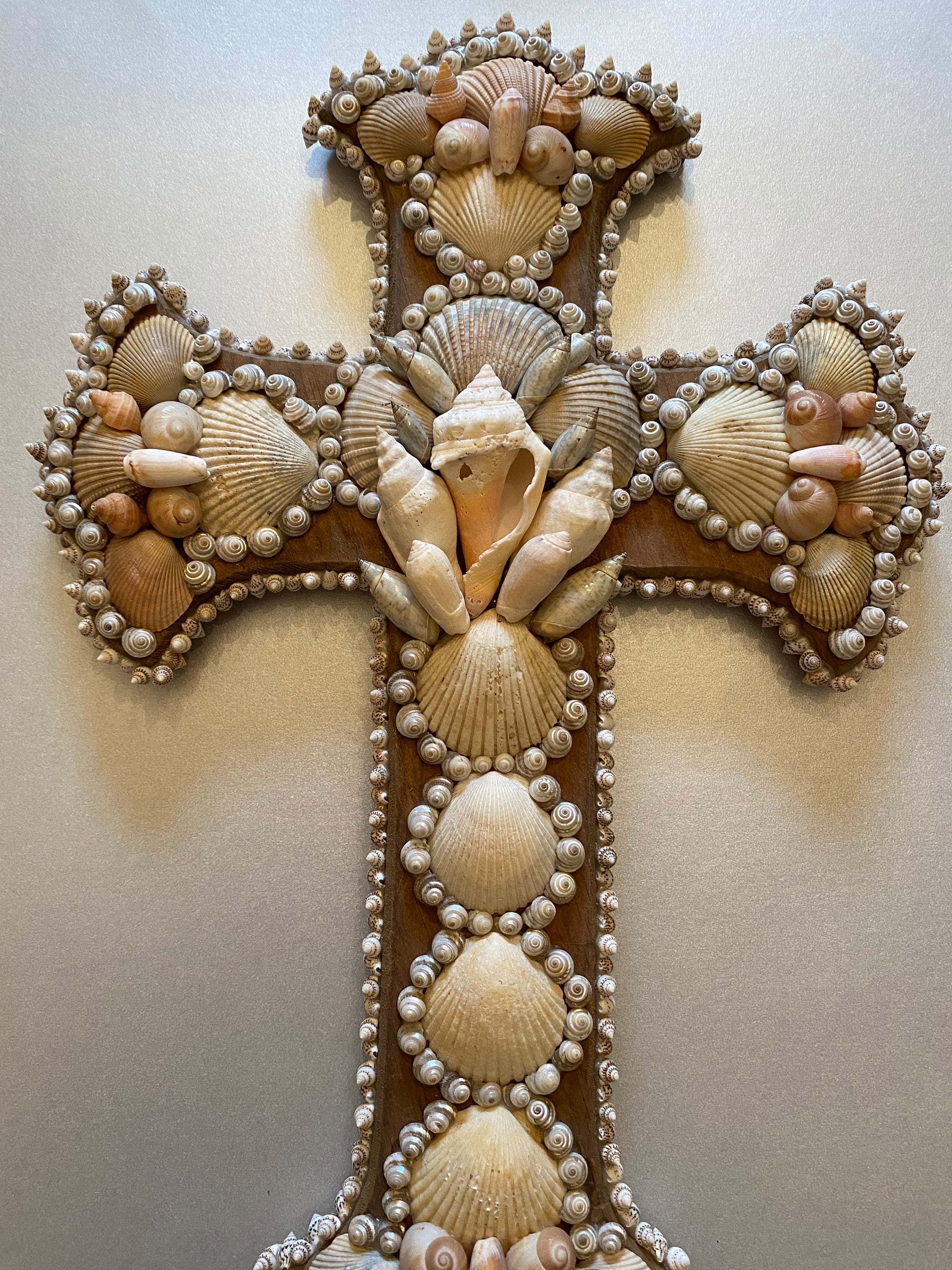 Embellished Shell Cross, Ornate Seashell Cross, One of a Kind Sea Shell ...