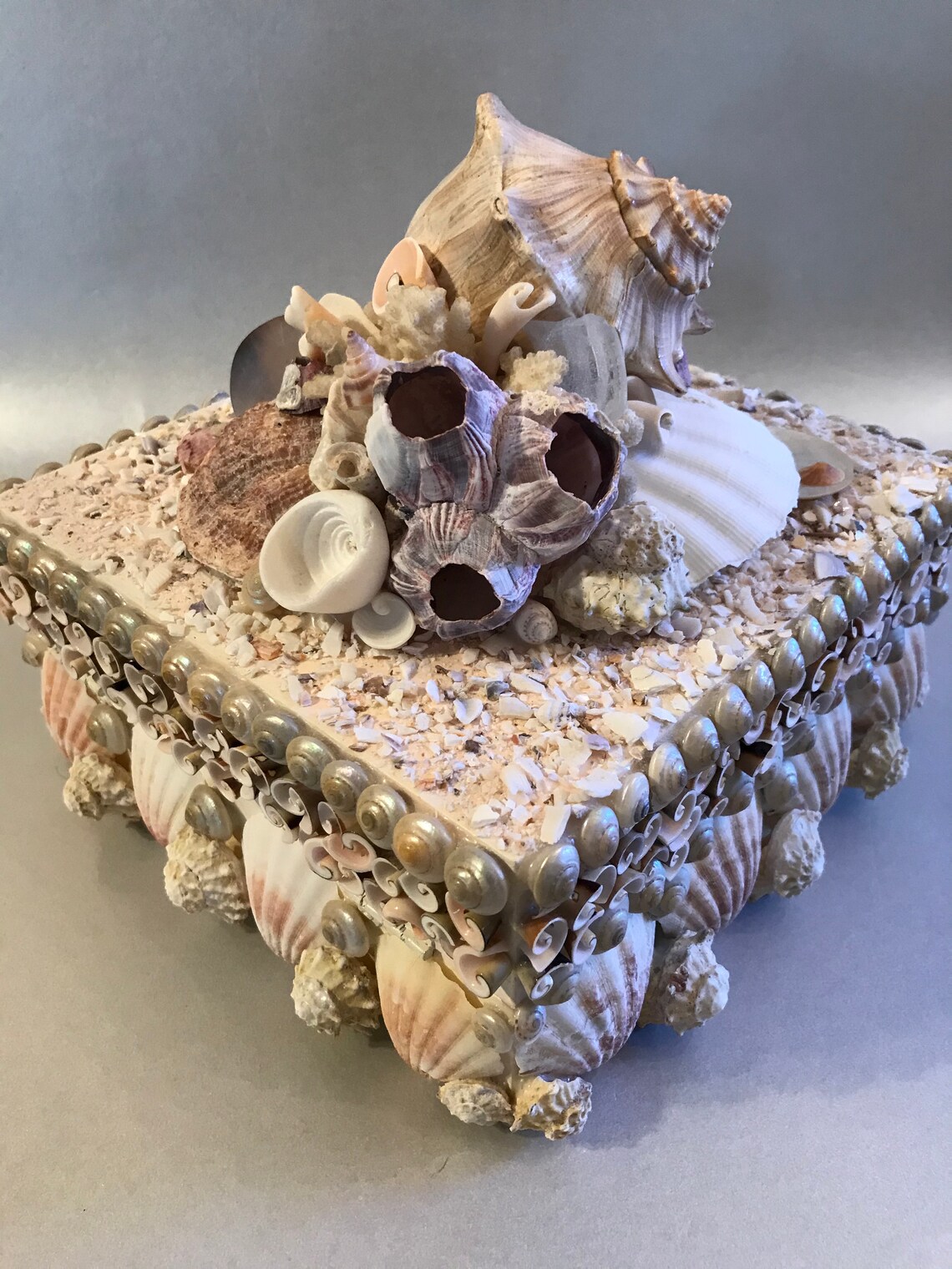 Handmade Seashell Box Encrusted Treasure Box Beach Decor | Etsy