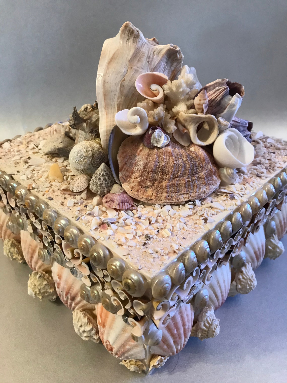 Handmade Seashell Box Encrusted Treasure Box Beach Decor - Etsy