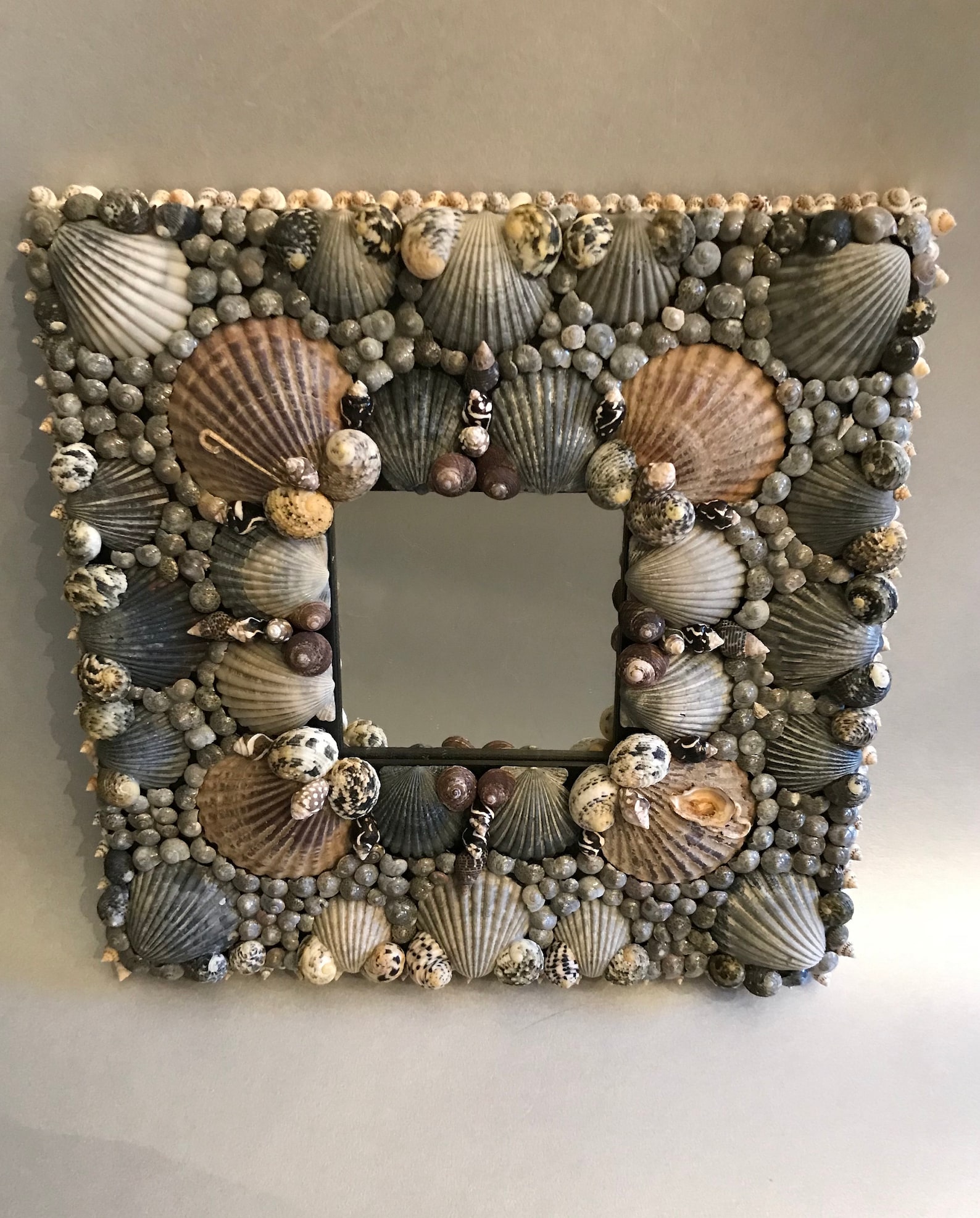 Handmade Shell Mirror, Decorative Seashell Mirror, Darker Color Palette ...