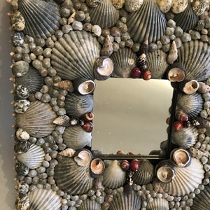Handmade Shell Mirror, Decorative Seashell Mirror, Darker Color Palette ...