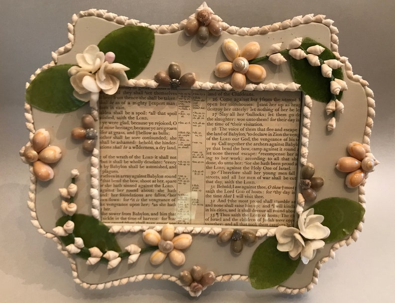 Handmade Shell Frame, Floral Series Seashell Picture Frame, Floral ...