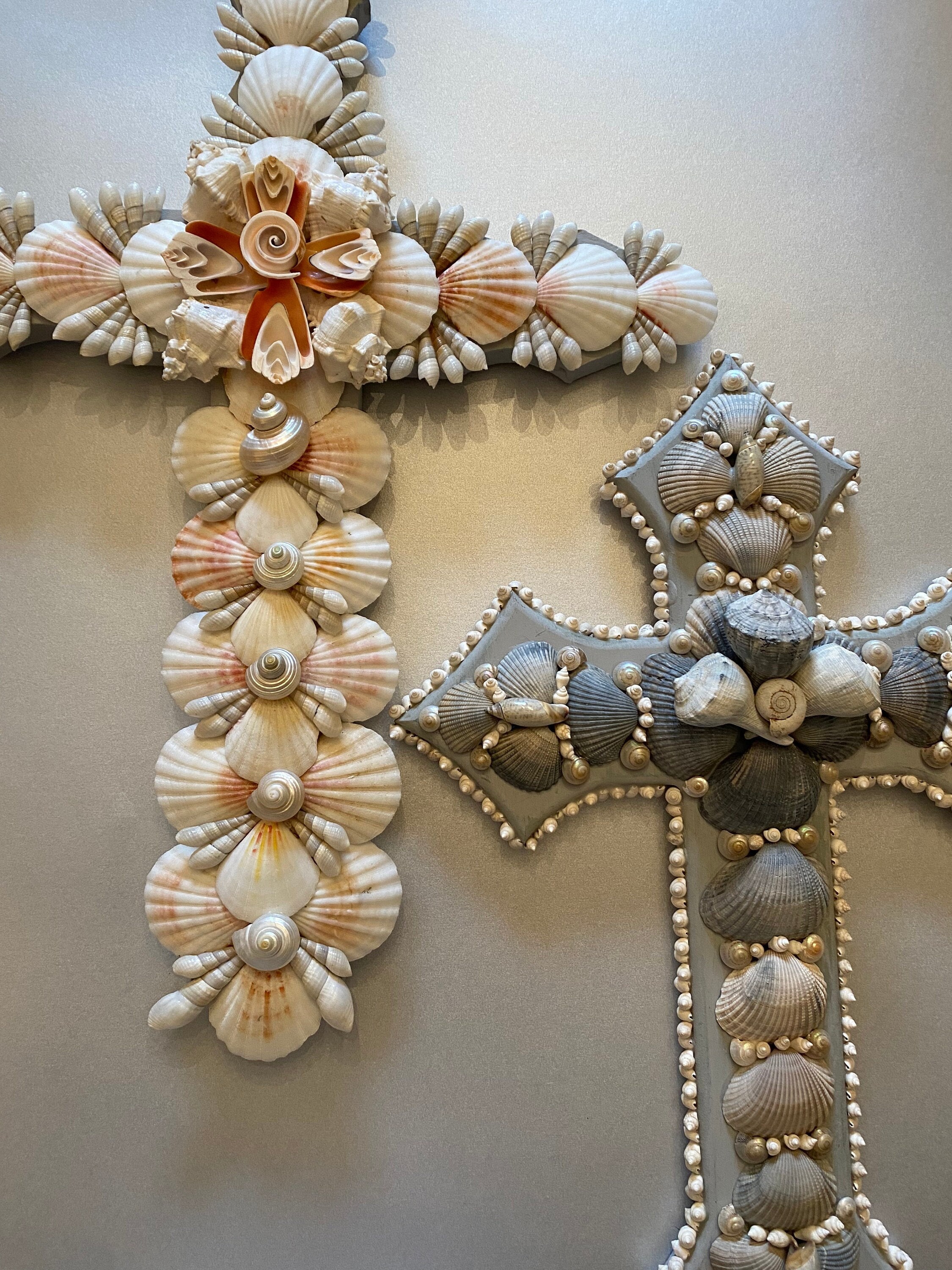 Embellished Shell Cross, Handmade Seashell Cross, One of a Kind Sea ...