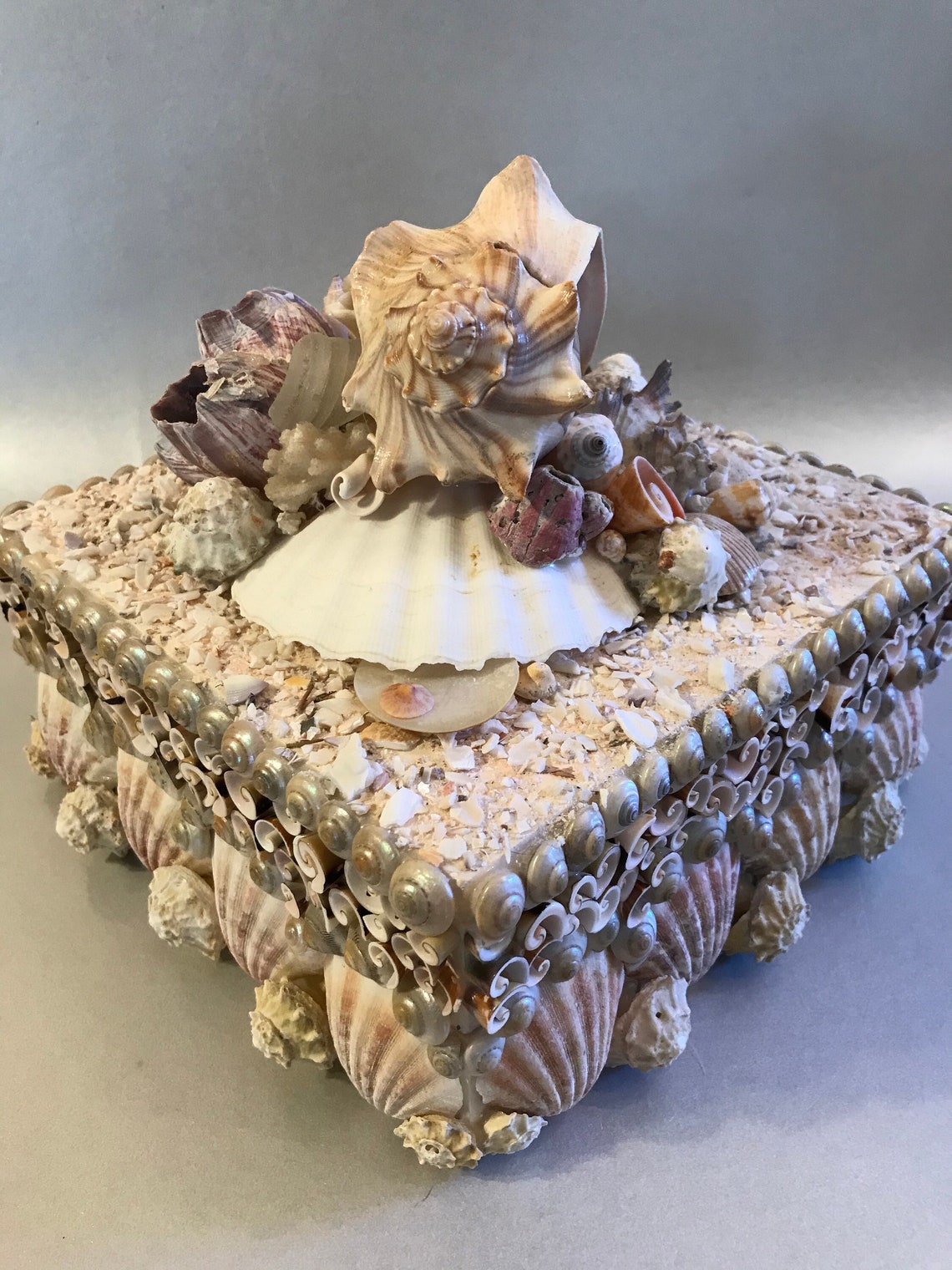 Handmade Seashell Box Encrusted Treasure Box Beach Decor - Etsy