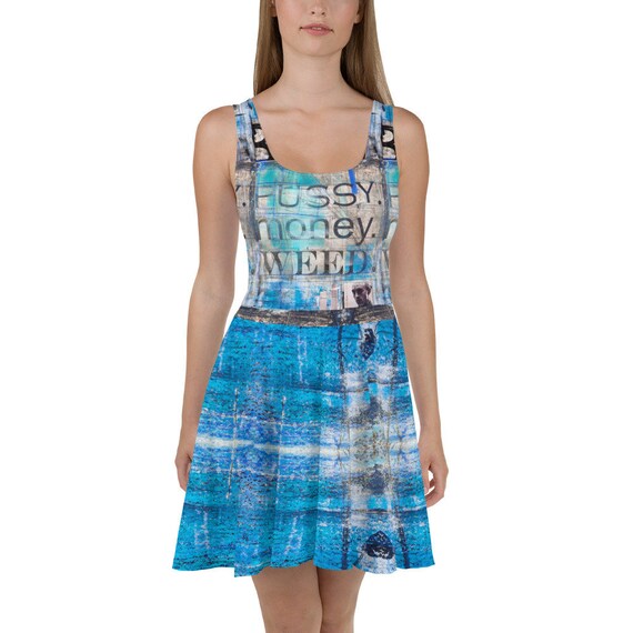Provocative Blue Designer Dress A-line With Artist Pattern - Etsy
