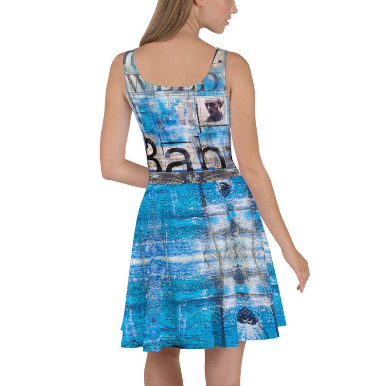 Provocative Blue Designer Dress A-line With Artist Pattern Pmw - Etsy