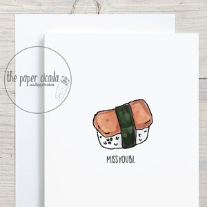 Funny Long Distance Spam Musubi Miss You Card Thinking of - Etsy