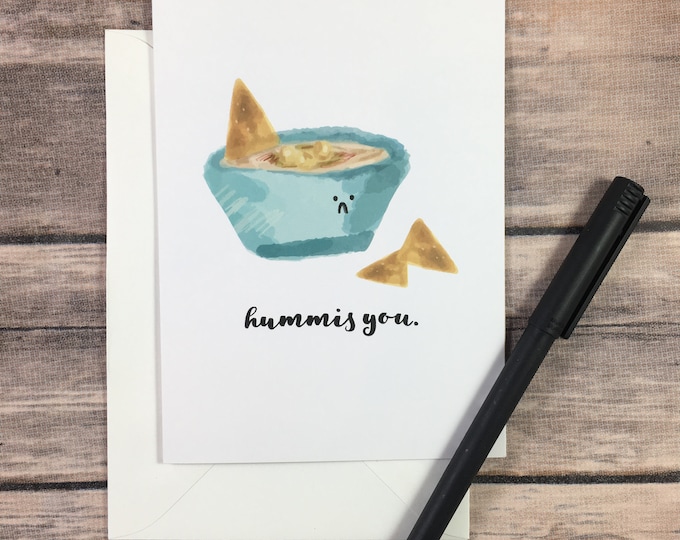 Cute Hummus I Miss You Food Pun Card Long Distance-funny - Etsy